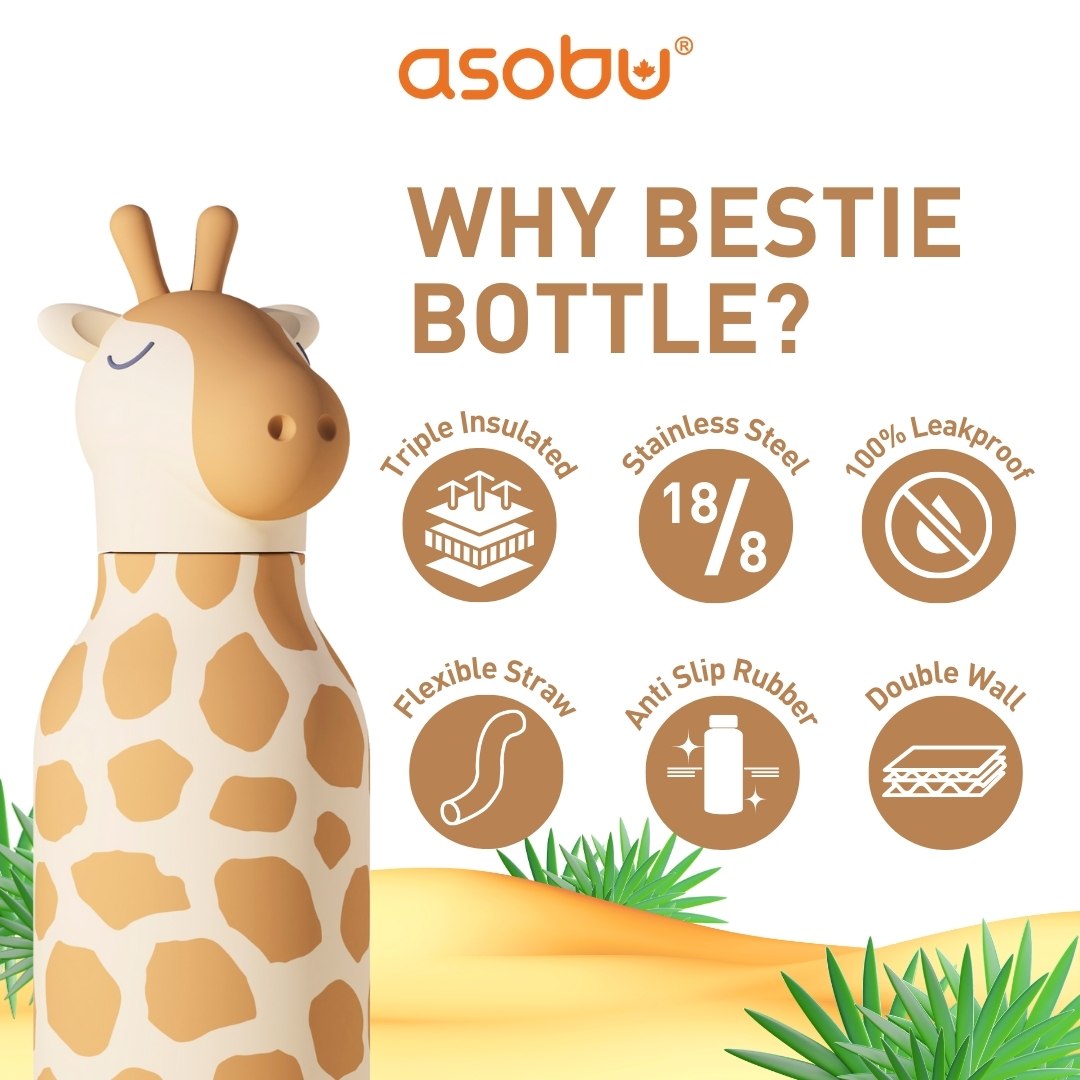ASOBU Bestie Bottle 460ML - Giraffe - Asobu Indonesia