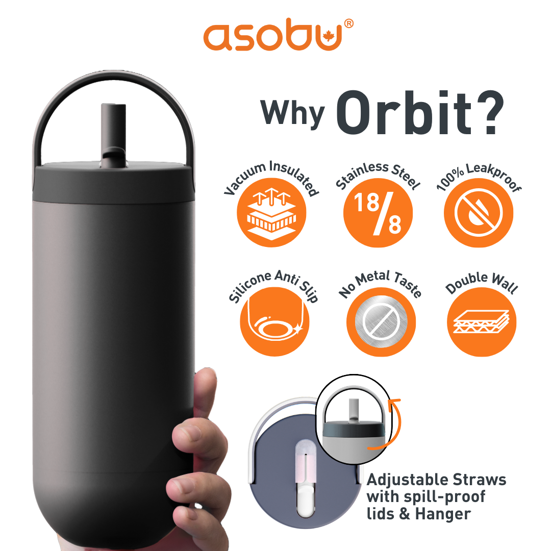ASOBU Orbit Bottle 900ML - Black Puramic - Asobu Indonesia